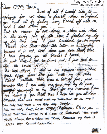 Fanzmosis Ozzy's International Fanclub